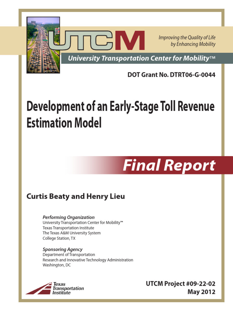 Toll Revenue Estimation Model | PDF | Microsoft Excel | Taxes