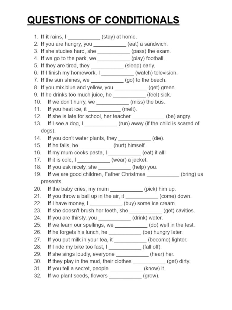 Questions of Conditionals - Google Docs | PDF
