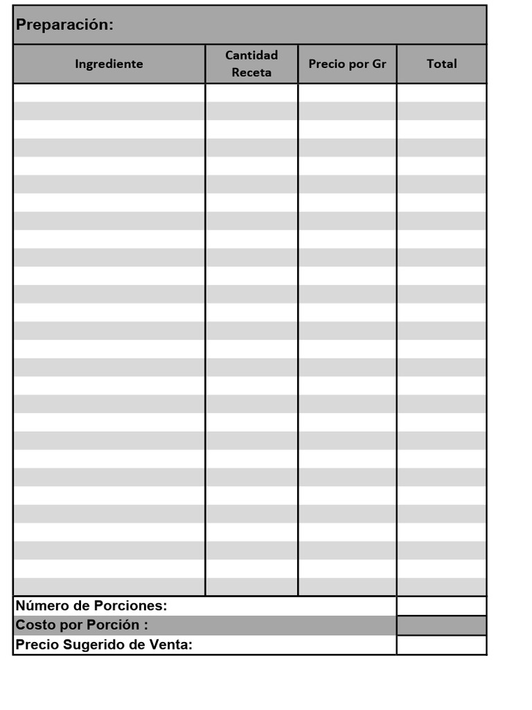 Plantilla Costos 1 | PDF