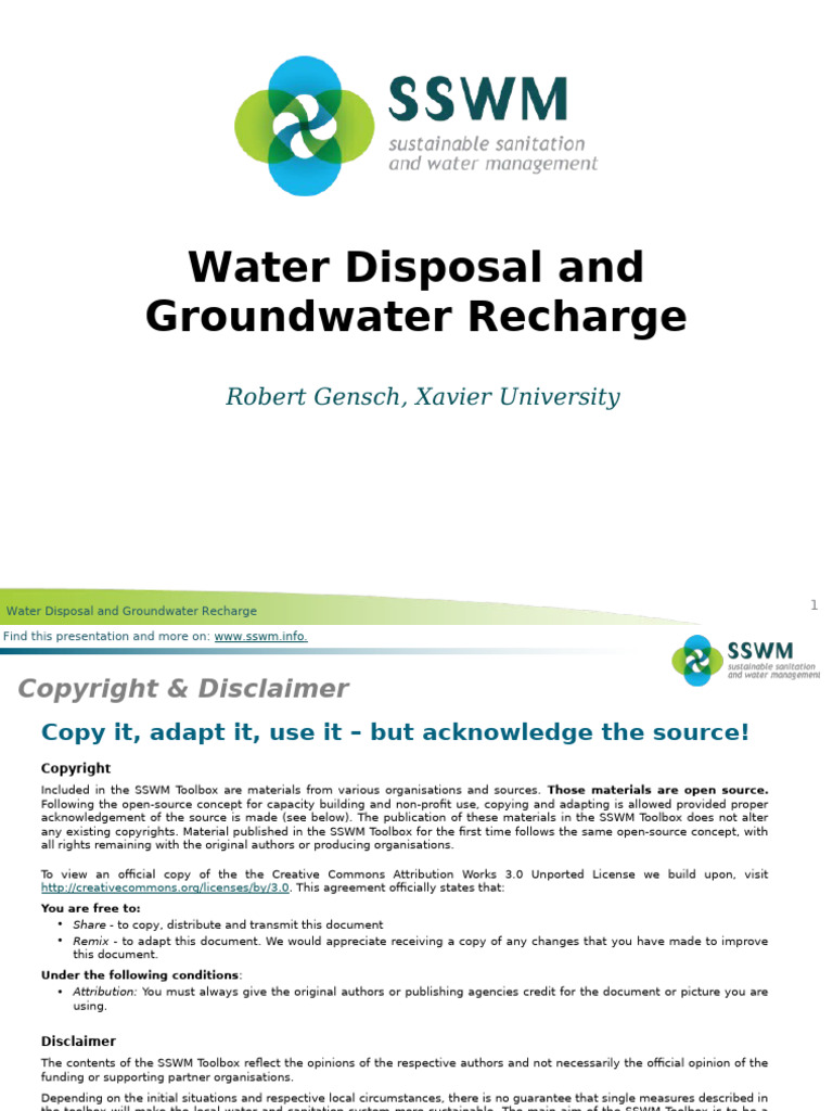 Water Disposal and Groundwater Recharge | PDF | Groundwater | Aquifer