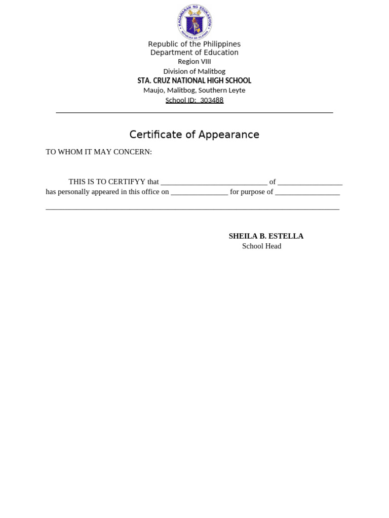 Certificate of Appearance | PDF
