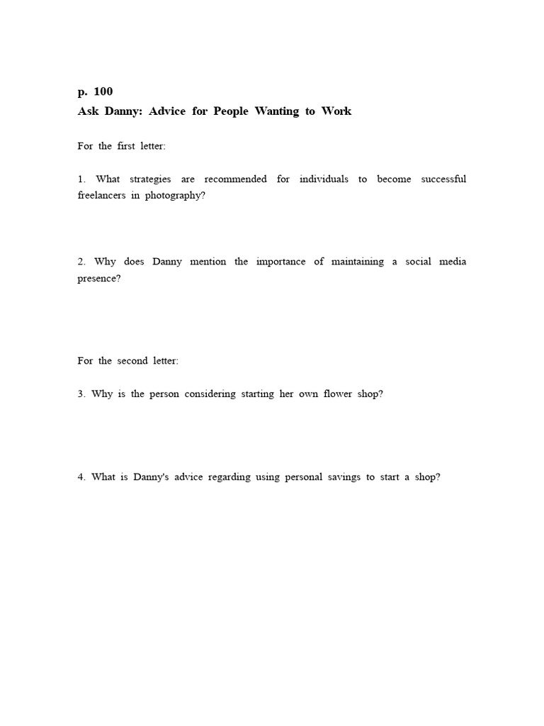 (Final) Ask Danny - Questions - Unit 5 - For Ss | PDF