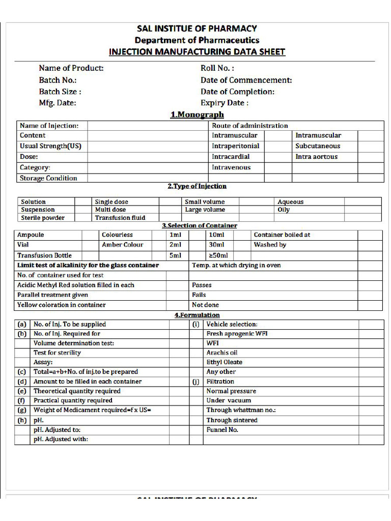 Injection Manufacturing Data Sheet | PDF