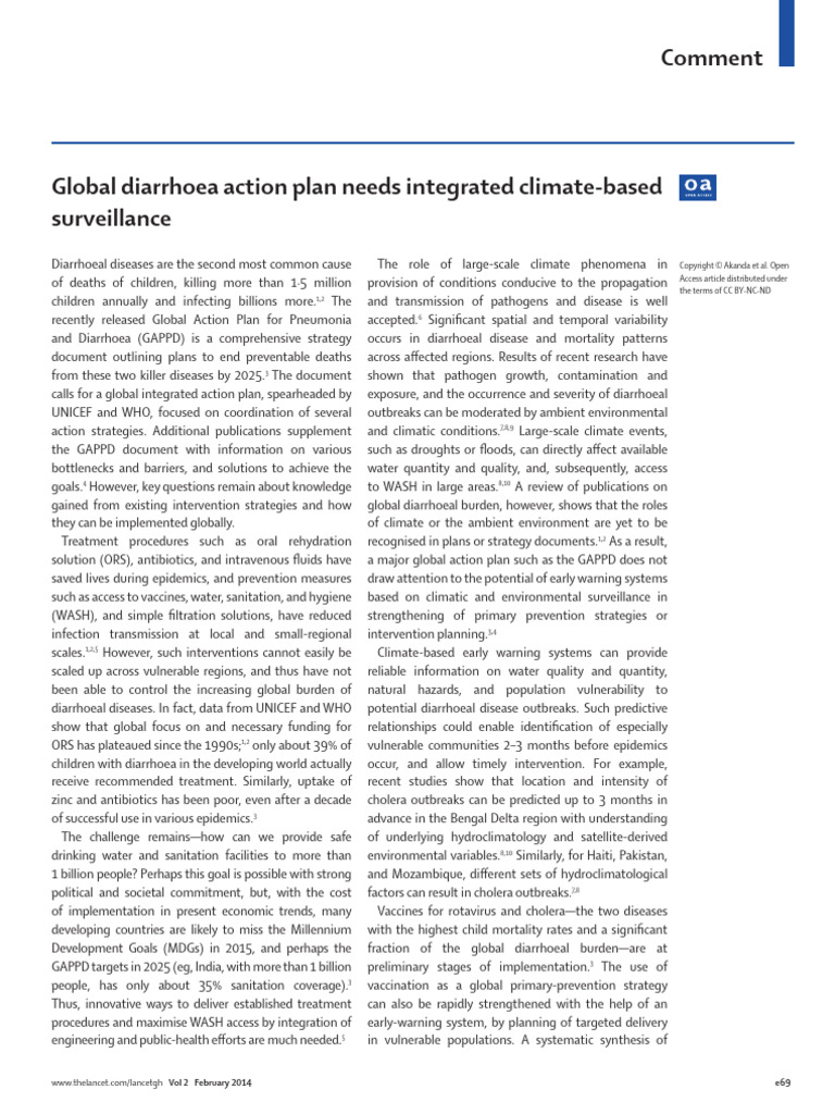 Global Diarrhoea Action Plan Needs Integrated Clim | PDF | Wash | Diarrhea