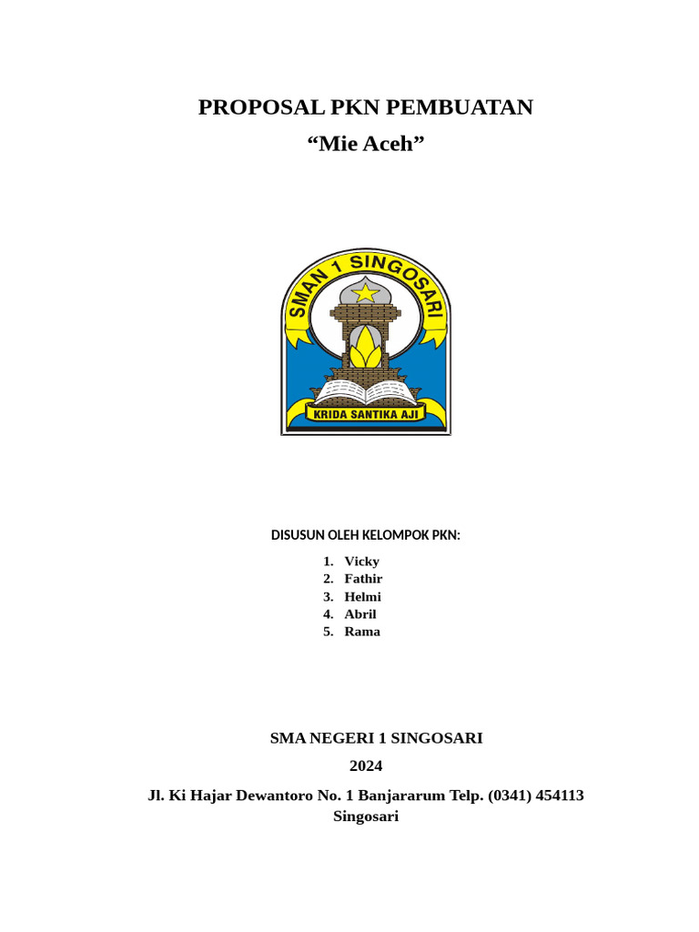 Proposal Pembuatan Mie Aceh Tradisional | PDF