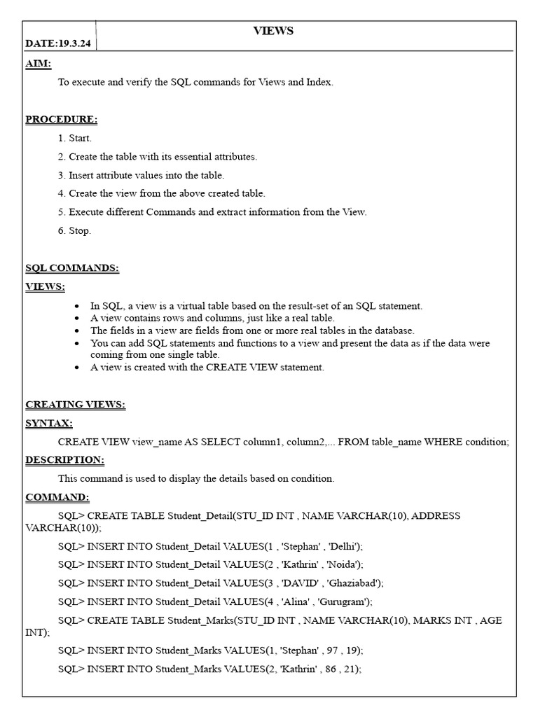 Experiment 5 | PDF | Table (Database) | Sql