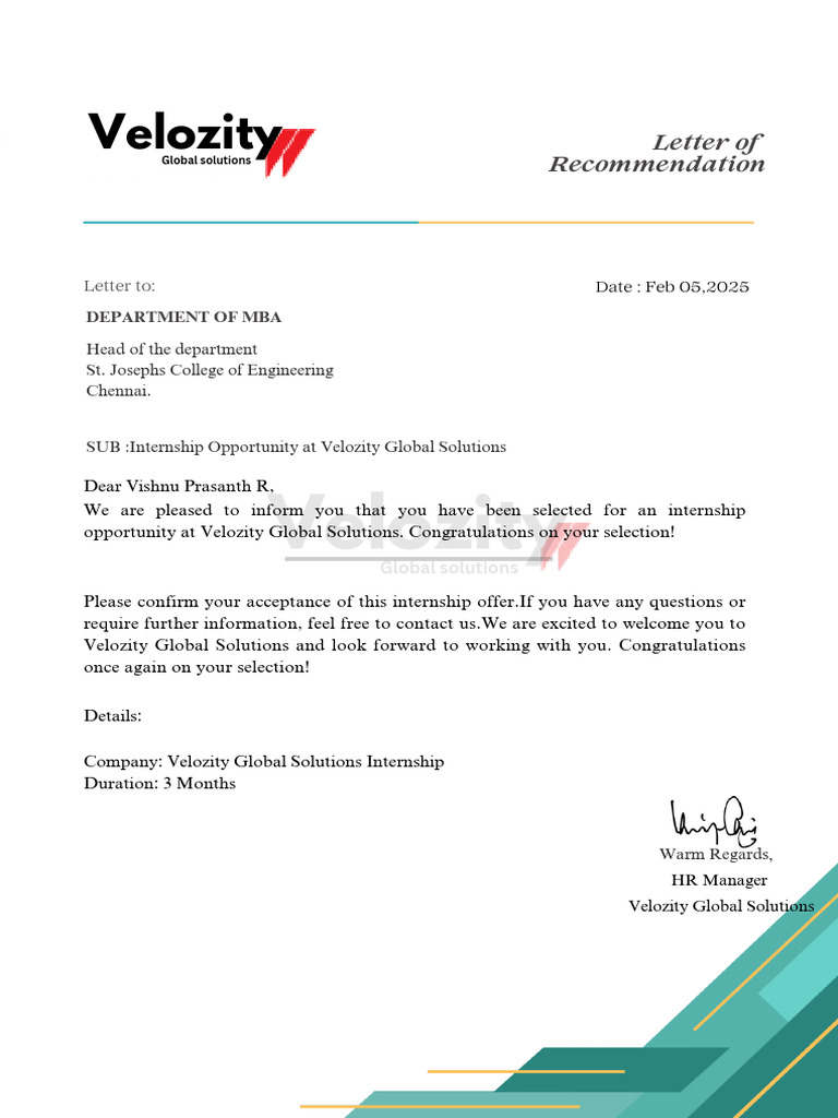 Vishnu Offer Letter PDF | PDF