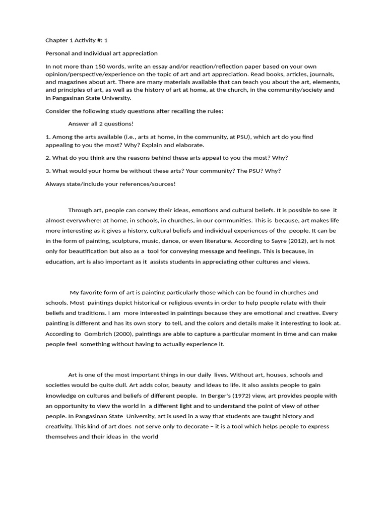 GE 3 Chapter 1 Activity 1 and 2 | PDF | Paintings | Cognitive Science