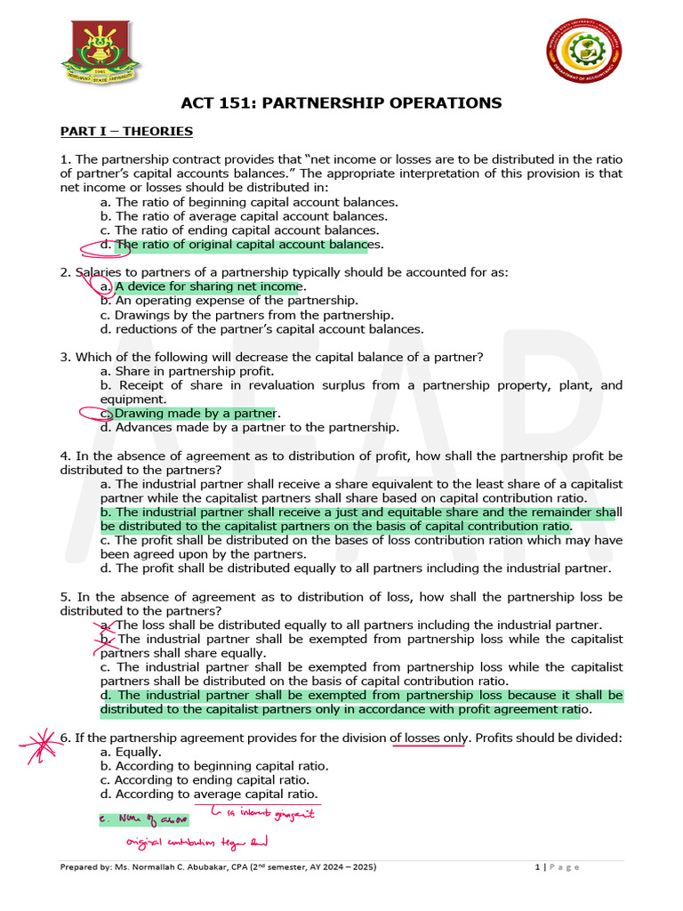 02 Afar Partnership Operations | PDF | Partnership | Business Economics