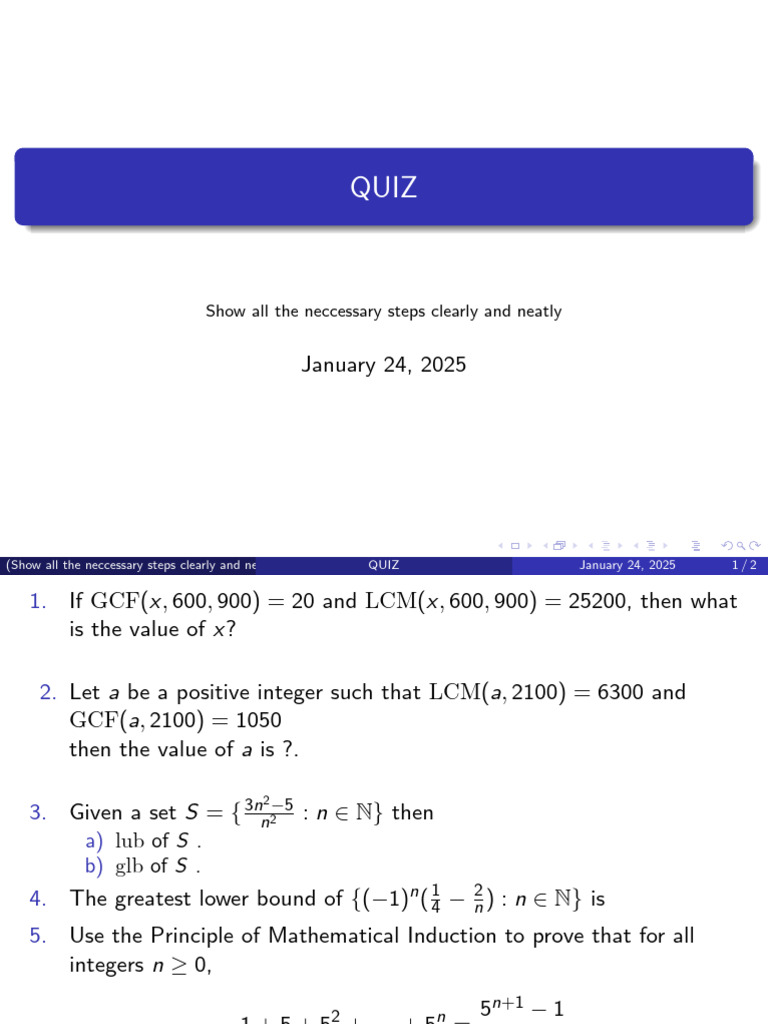 Quiz On Real | PDF