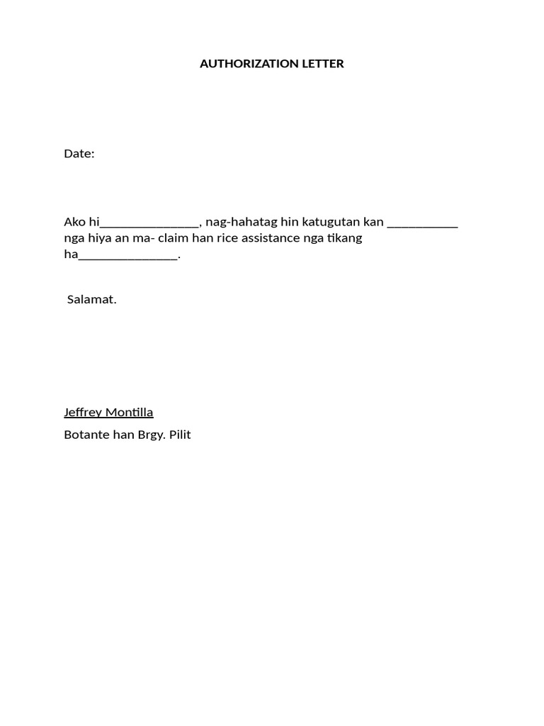 Authorization Letter | PDF