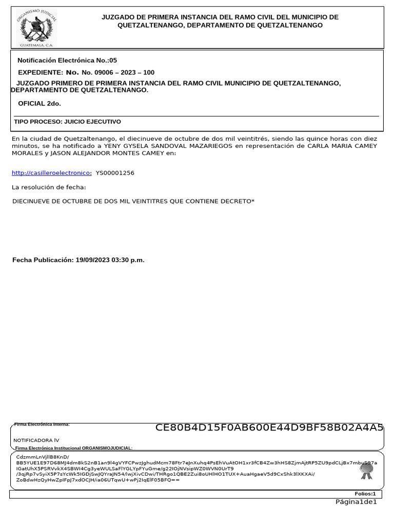 NOTIFICACION ABOGADA YENY | PDF