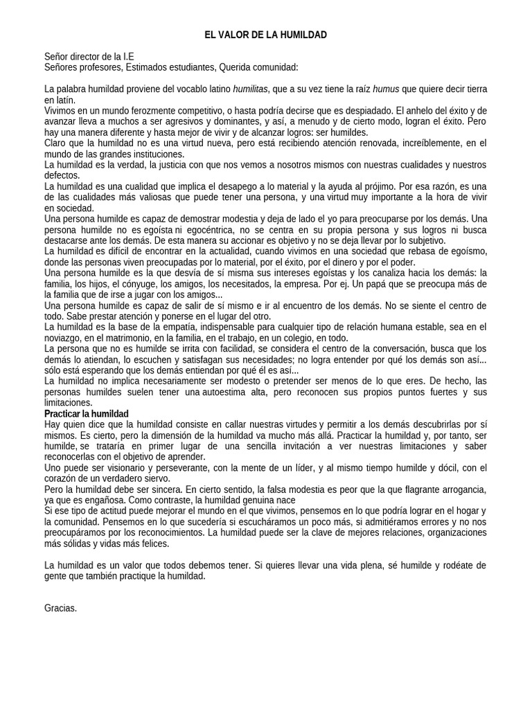 El Valor de la Humildad | PDF
