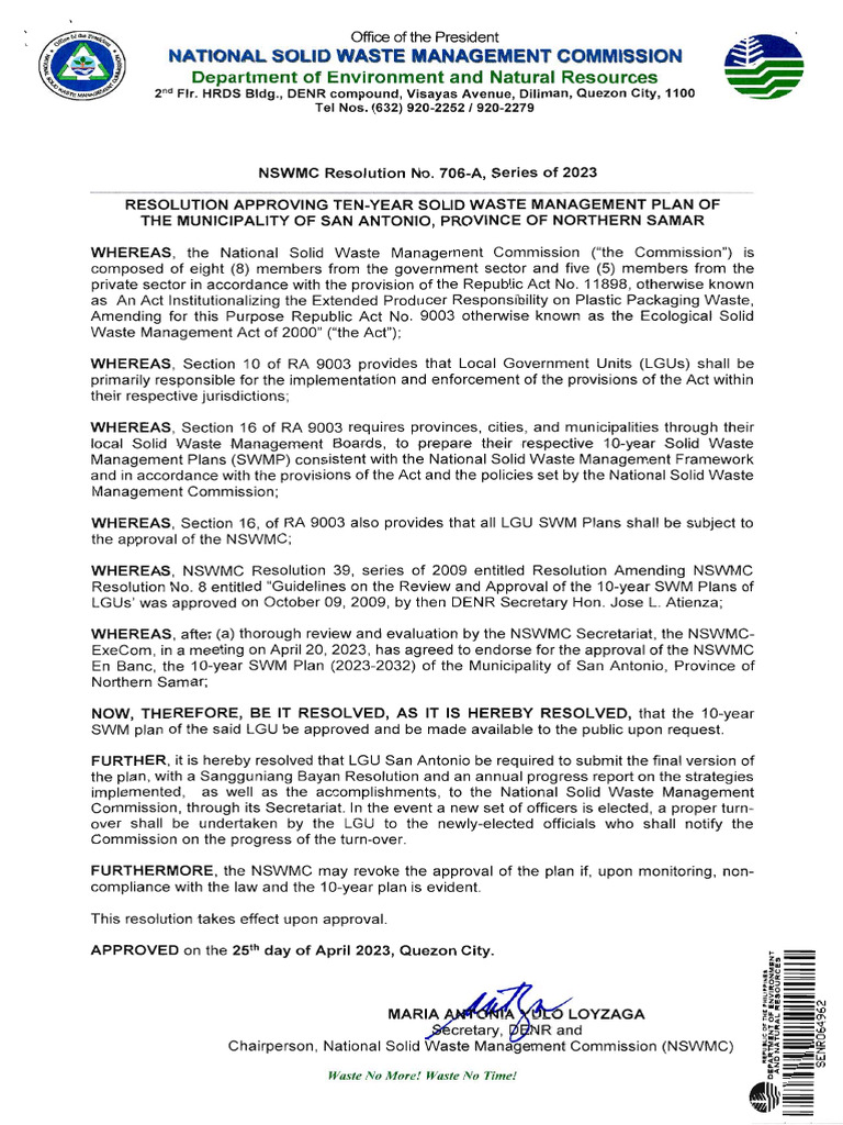 2023-NSWMC-Resolution-No.-706A-San Antonio, Northe | PDF