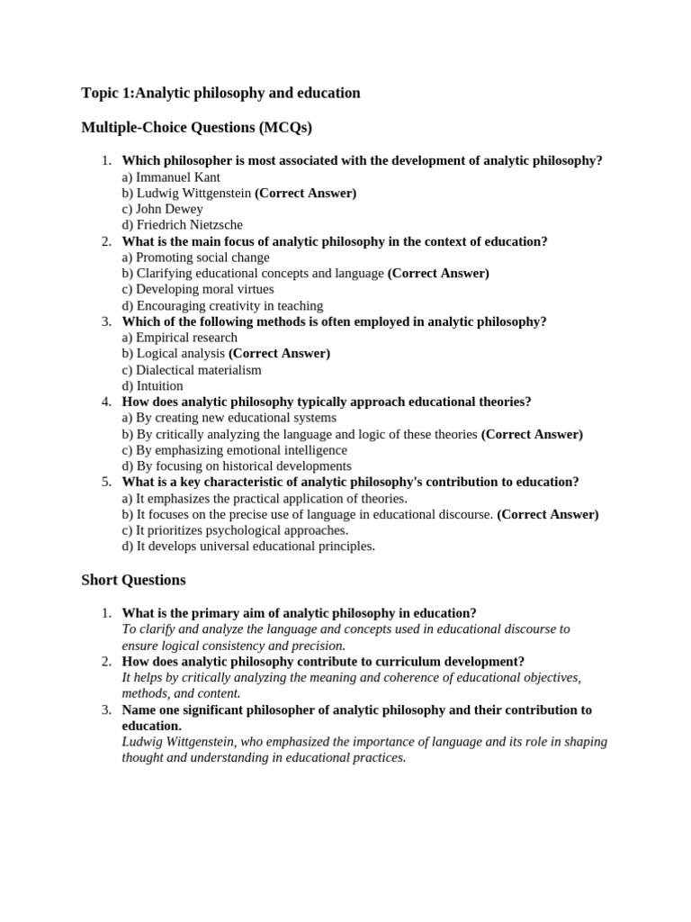 Edu. Philosophy, MCQS, SHQ, Long | PDF | Reason | Inductive Reasoning