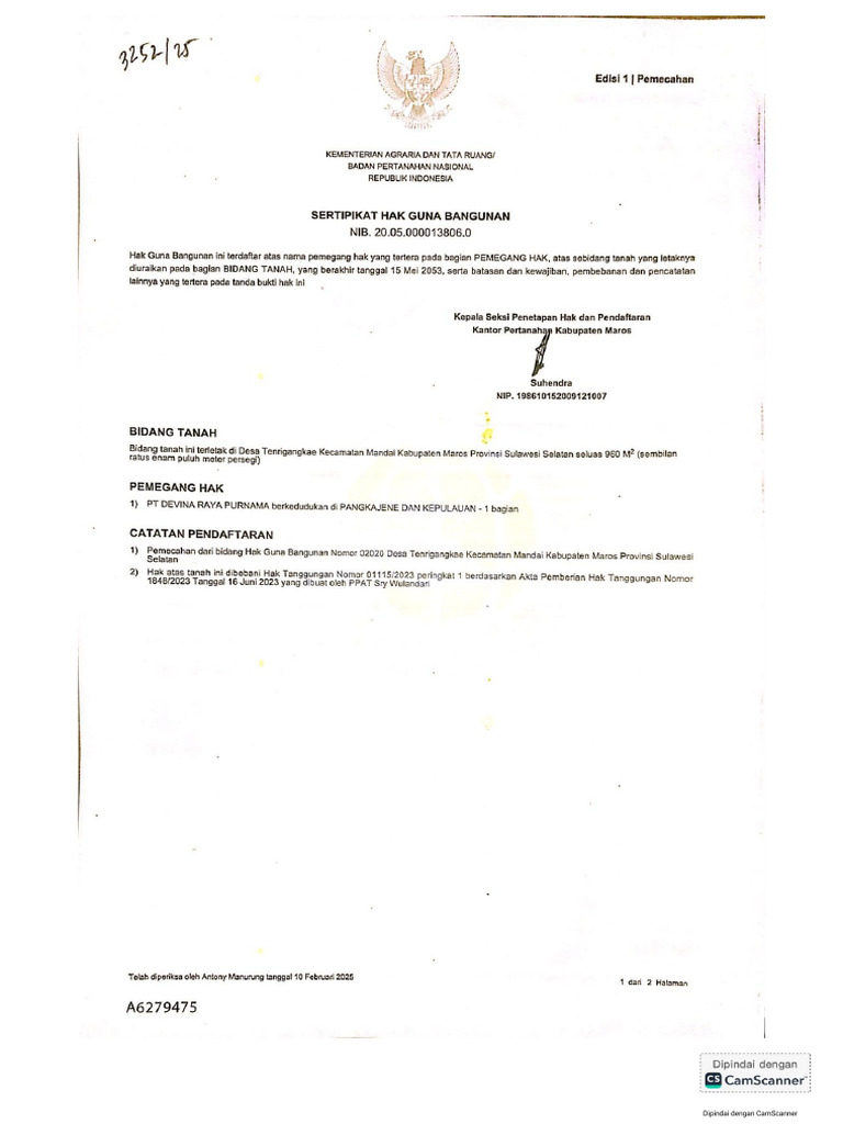 (Induk Gabungan) Grand Raya Kariango An - Rafli Novantara Blok K 188 | PDF