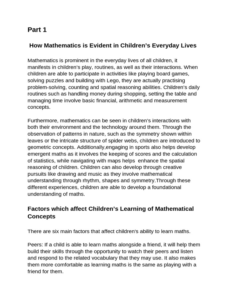 Emergent Maths in Children's Lives | PDF | Mathematics | Learning