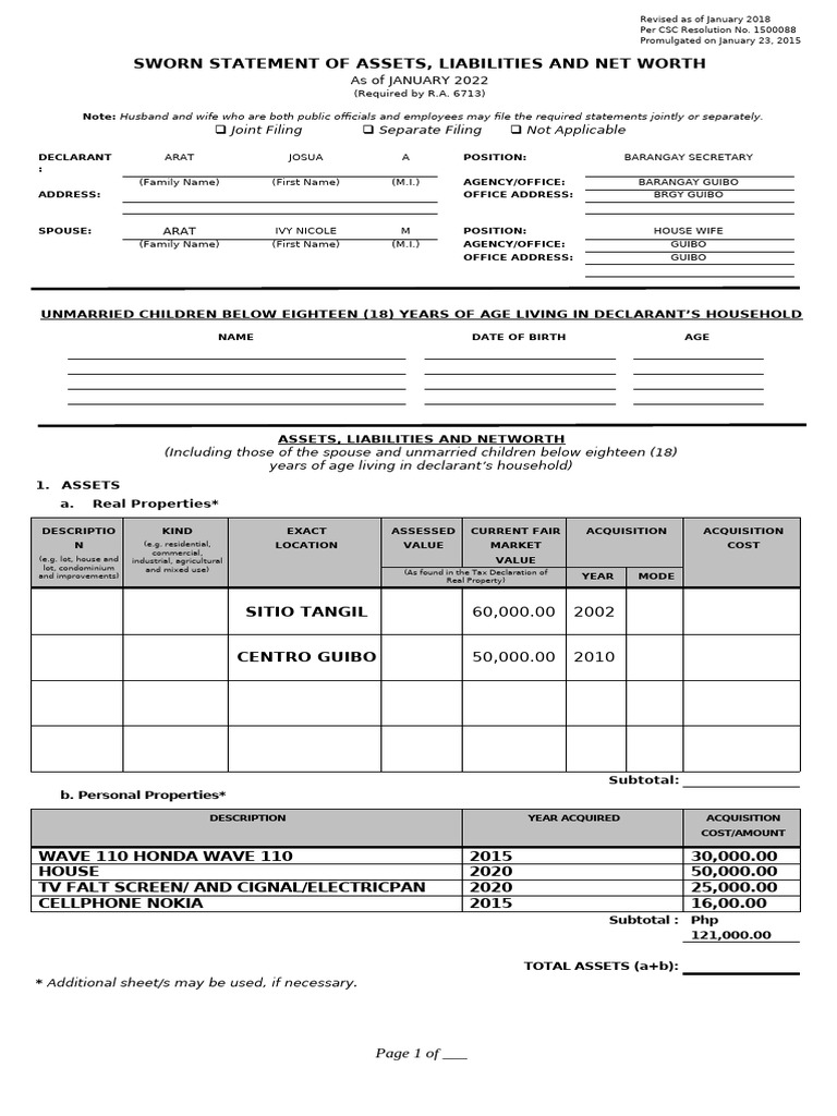 Joshua - Arat - SLN - 2022 Form 2017 Downloadable Word and PDF File | PDF