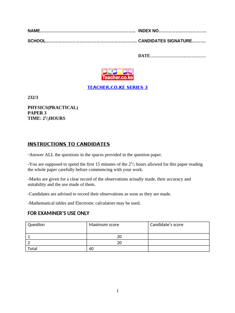 Physics Practical Exam 3 Questions | PDF