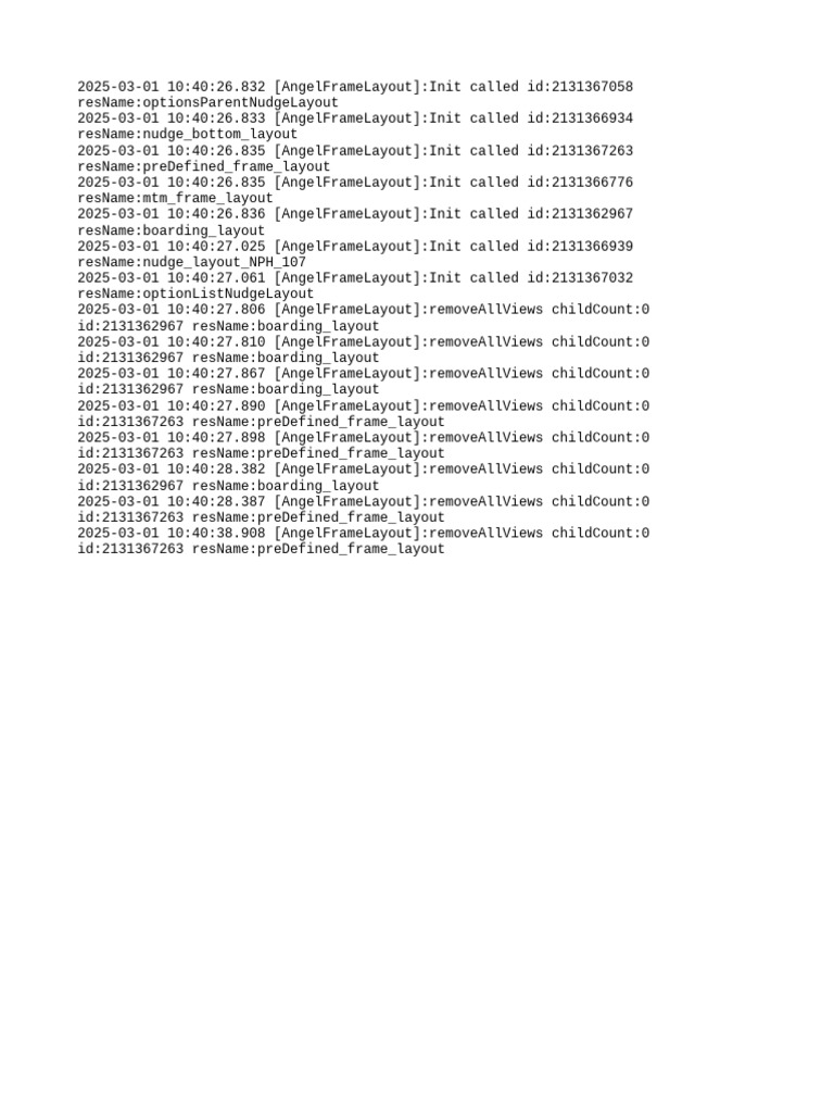 AngelFrameLayout Initialization Log | PDF