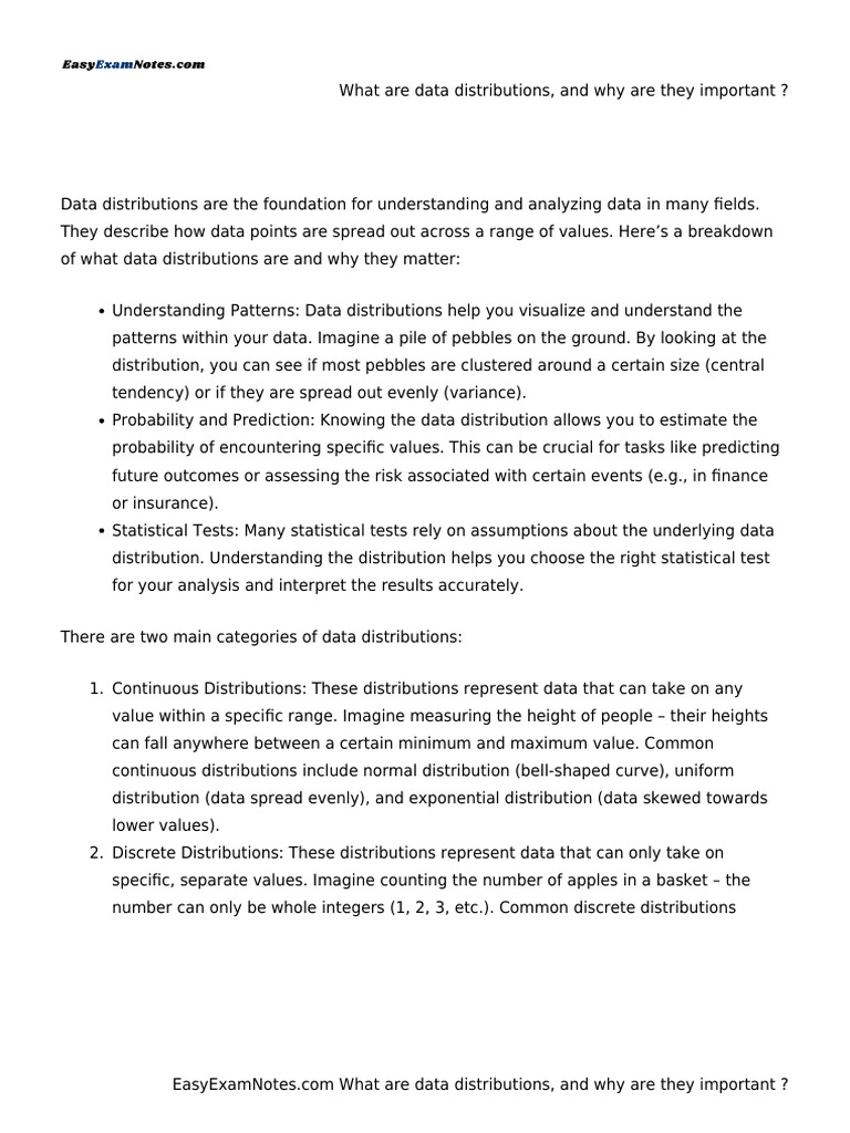 What Are Data Distributions, and Why Are They Important | PDF | Machine ...