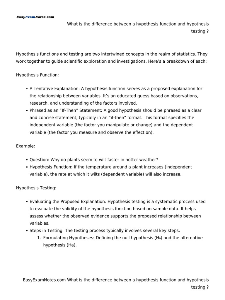 Understanding Hypothesis Functions | PDF | Hypothesis | Statistics
