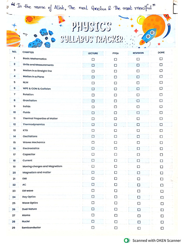Syllabus Tracker by @PWPRINTABLESNOTE | PDF