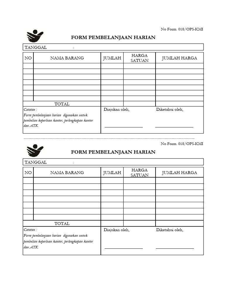 Form Belanja Harian | PDF