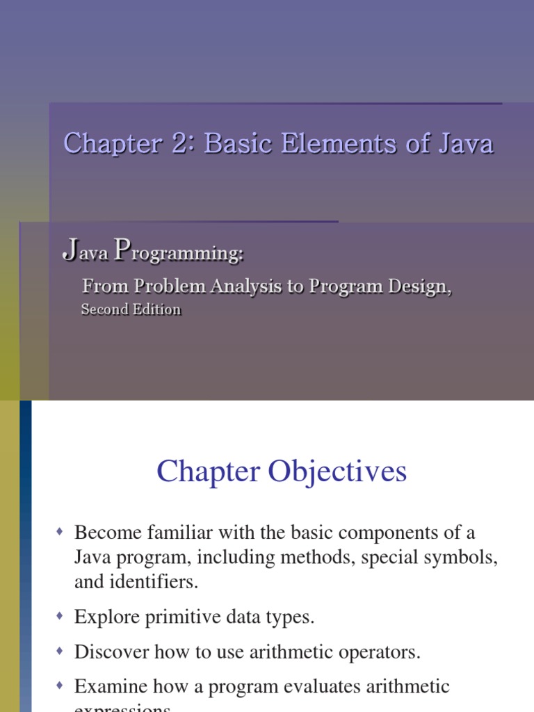 Chapter 2 Basic Elements of Java | PDF | Data Type | Computer Program