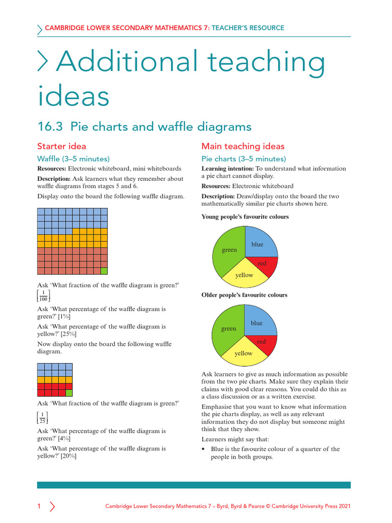 Additional Teaching Ideas 16.3 | PDF | Pie Chart | Mathematics