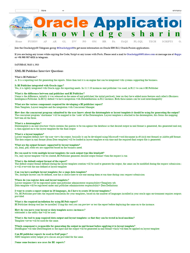 Oracle Applications - XML - BI Publisher Interview Questions | PDF | Microsoft Word | File Format