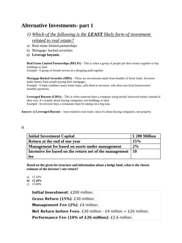 Understanding Alternative Investments | PDF