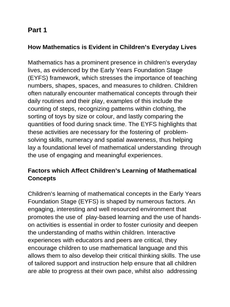 Task 19 Developing Children's Emergent Maths | PDF | Learning | Mathematics