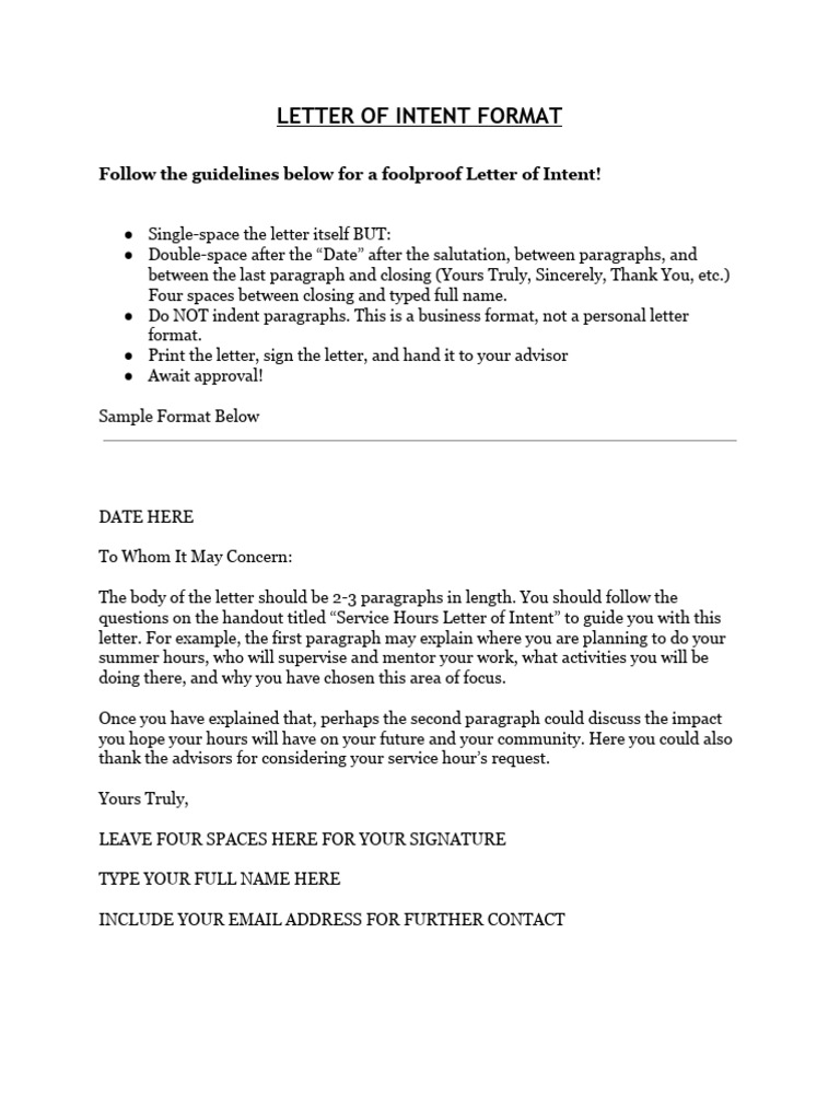 2017 HSBP Letter of Intent Format | PDF | Paragraph