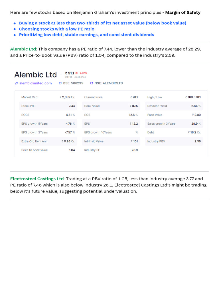 Undervalued Companies On Benjamin Graham's Margin of Safety Investment ...