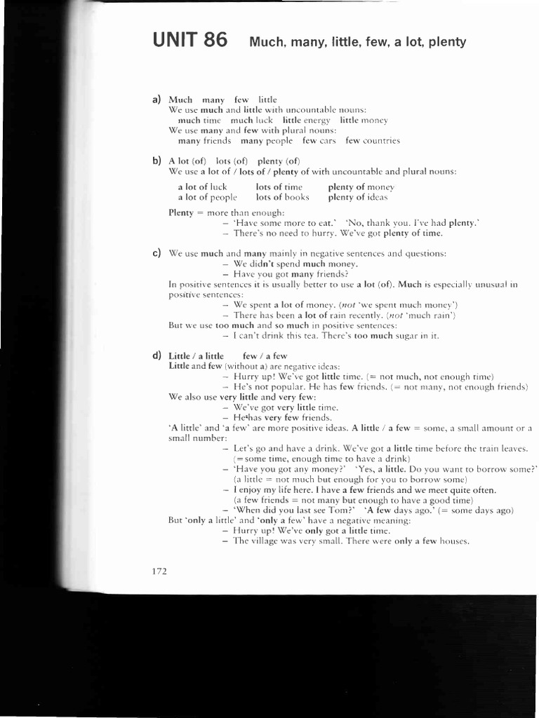 Understanding Much, Many, Little, Few | PDF | Grammar | Linguistic ...