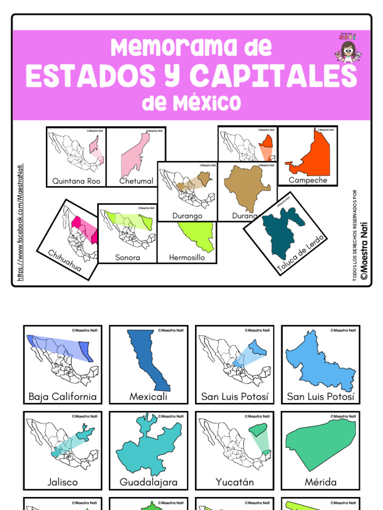 Memorama de Estados y Capitales Maestra Nati PDF | PDF
