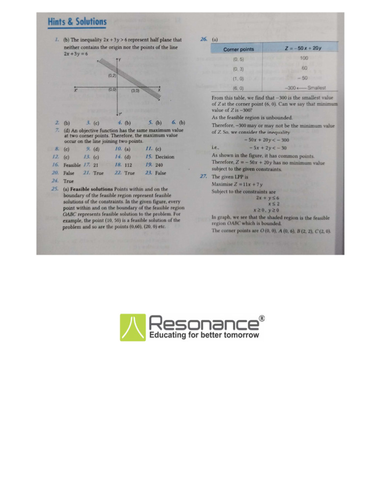 Linear Programming Hints and Solutions | PDF