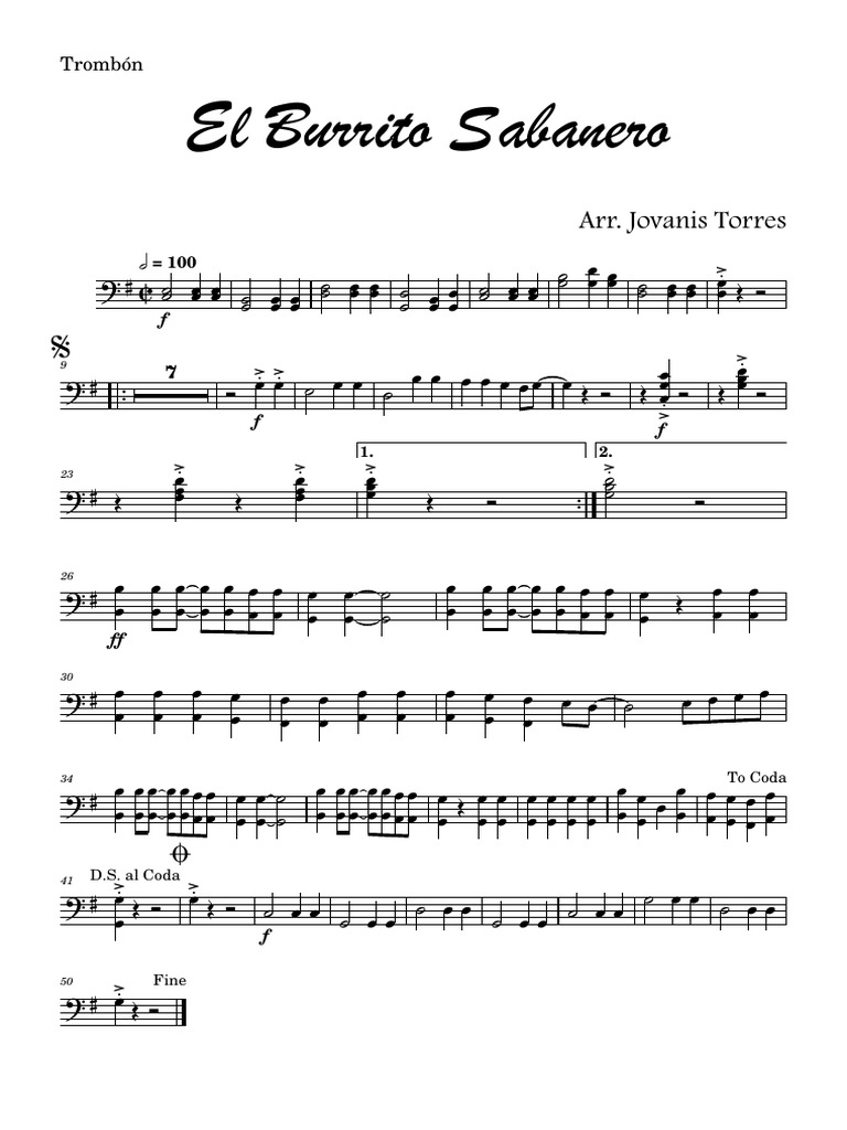 El - Burrito - Sabanero 3.00000-Trombón | PDF