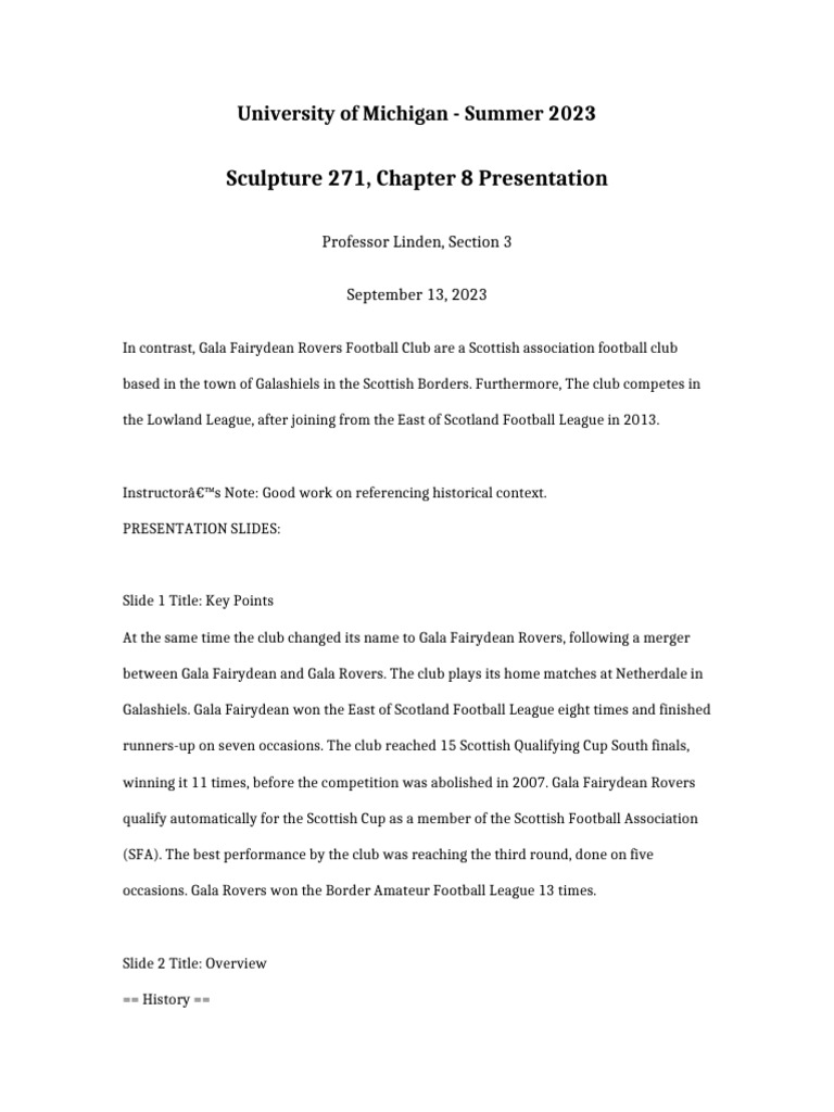 Sculpture 271 Chapter 8 Presentation | PDF
