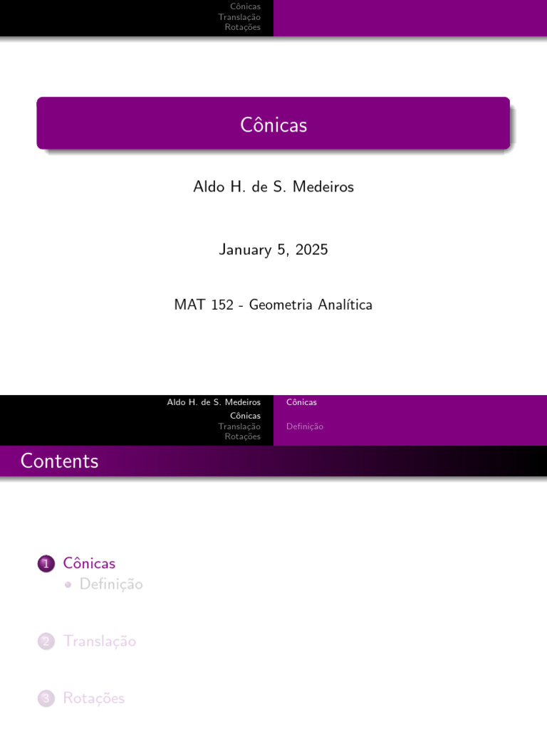 Aula - Reconhecimento de Cônicas | PDF | Rotação | Geometria