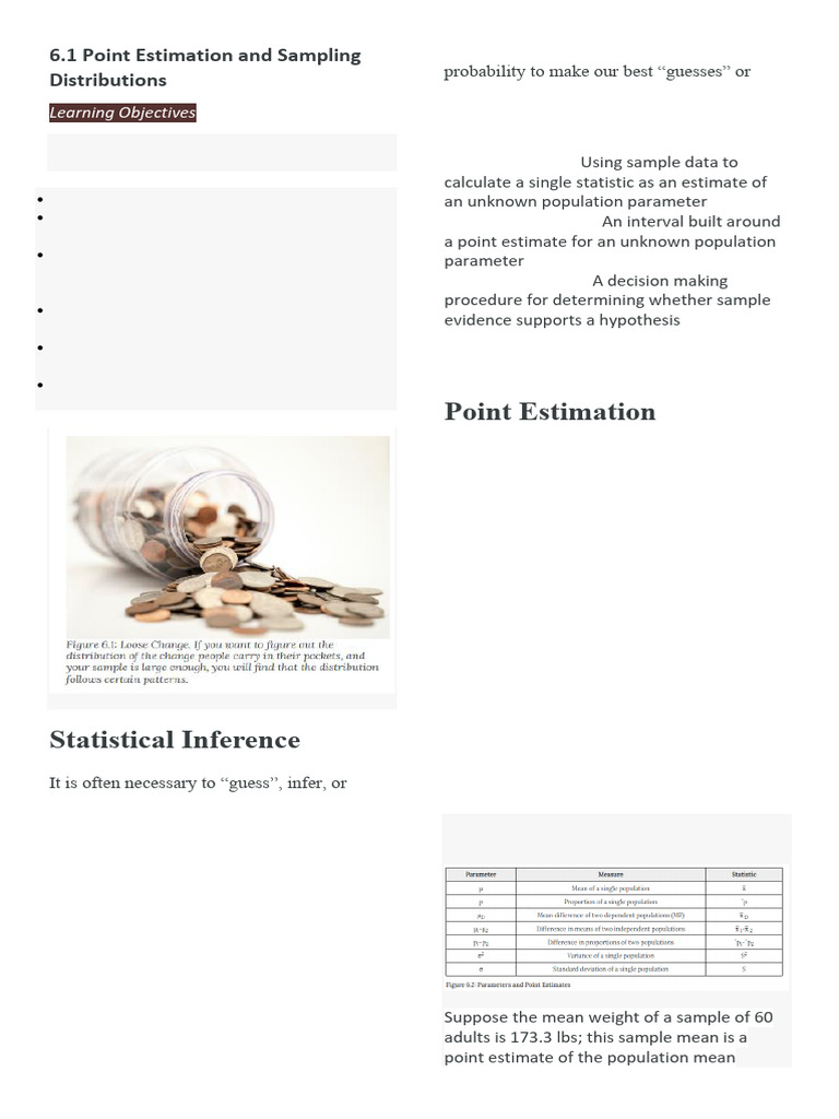 Point Estimation And Sampling Distribution Pdf Estimator Standard Error