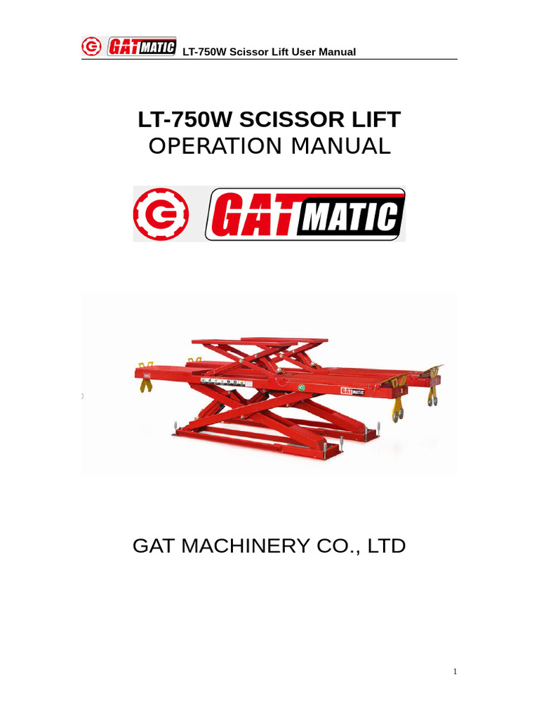 LT-750W Scissor Lift Operation Manual | PDF | Valve | Elevator