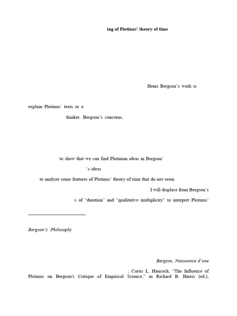 A Bergsonian Reading of Plotinus Theory | PDF | Henri Bergson | Time