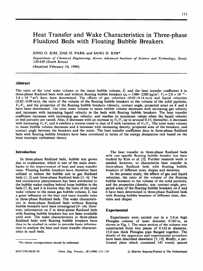 Heat Transfer and Wake Characteristics in Three-Phase Fluidized Beds With Floating Bubble ...