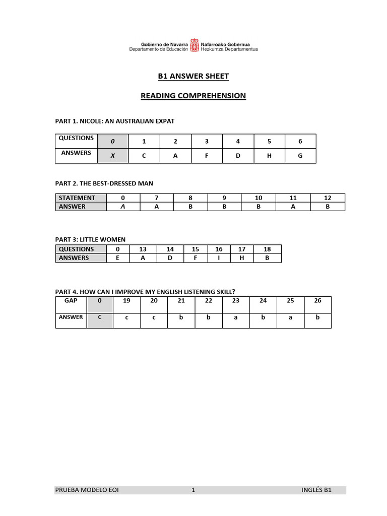 Ing b1 Answer Key Ce-Co Modelo | PDF