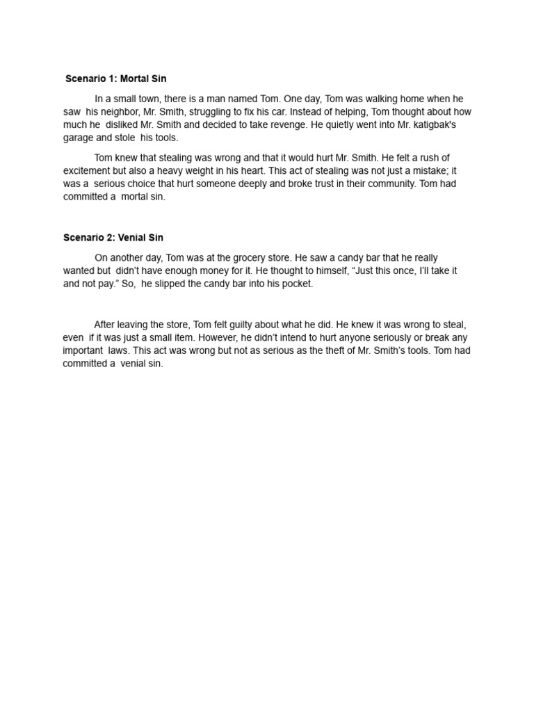 Mortal Sin VS Venial Sin | PDF