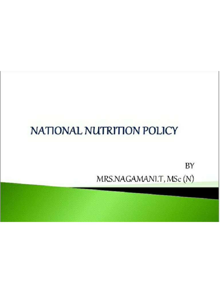 National Nutrition Policy | PDF