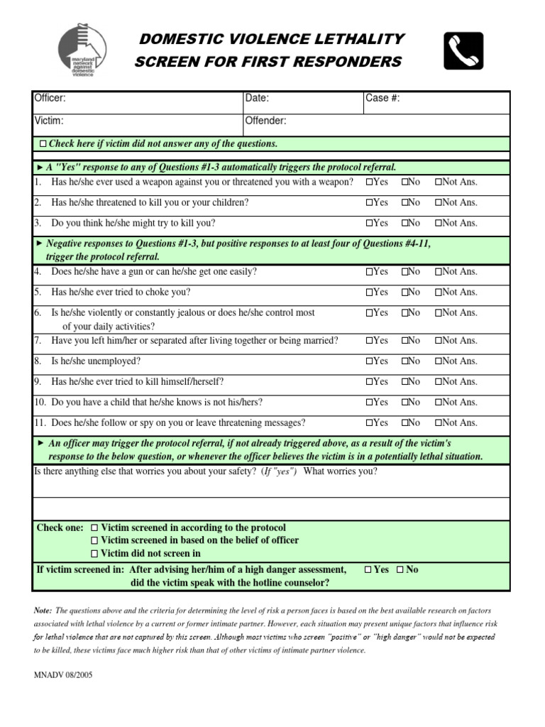Screen For First Responders | PDF | Violence | Domestic Violence