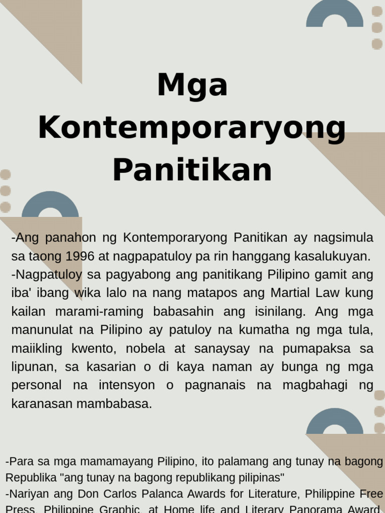 Mga Kontemporaryong Panitikan | PDF